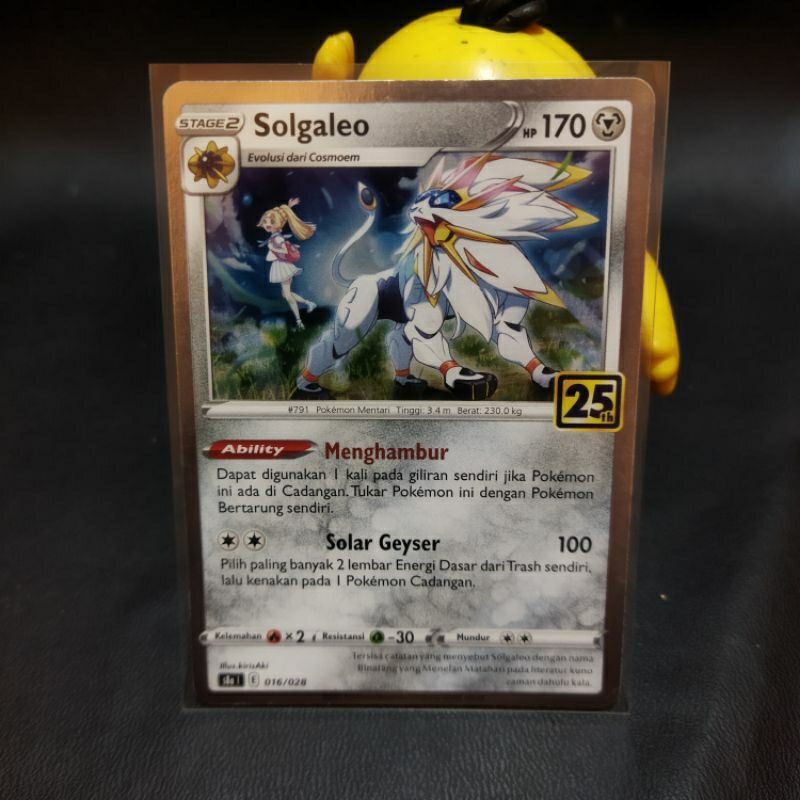 Jual Pokemon TCG Indonesia Solgaleo 25th anniv holo foil s8a 016/028 original | Shopee Indonesia