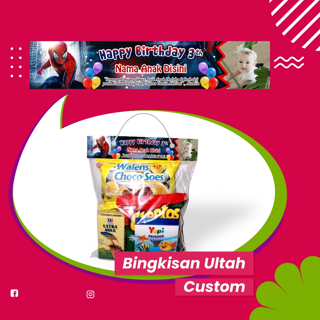 Jual CUSTOM LABEL SNACK ULTAH / TAS ULTAH CUSTOM / FREE PLASTIK & TALI ...