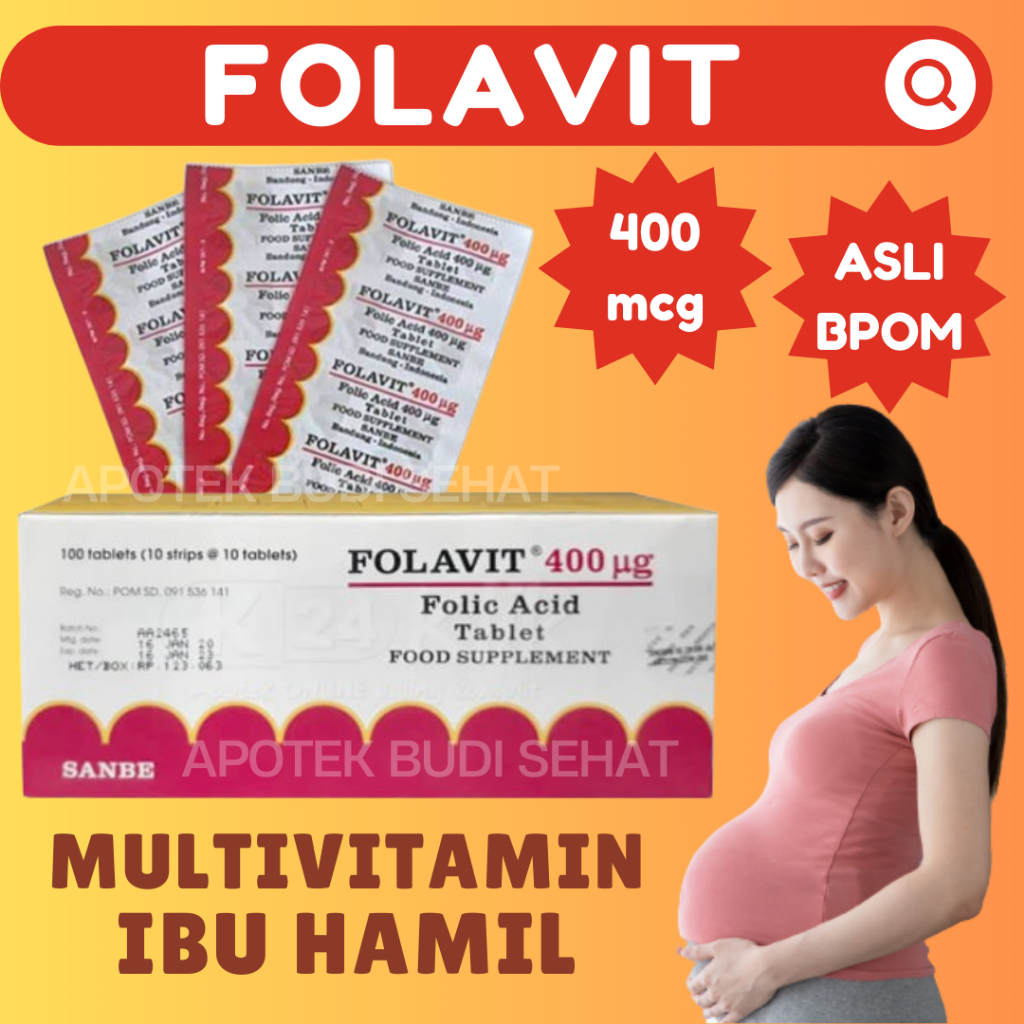 Jual Folavit 400mcg Vitamin Bumil Busui Vitamin B9 Vitamin Ibu Hamil ...