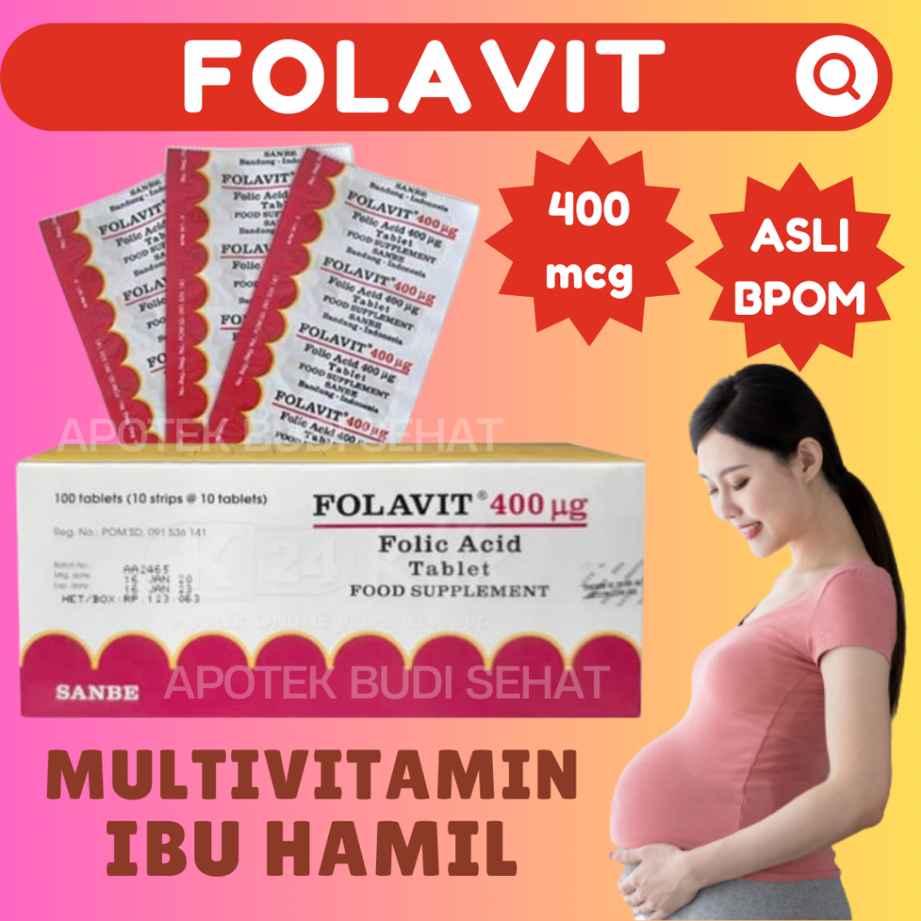 Jual Folavit 400 mcg Vitamin B9 Vitamin Asam Folat strip isi 10 tablet ...