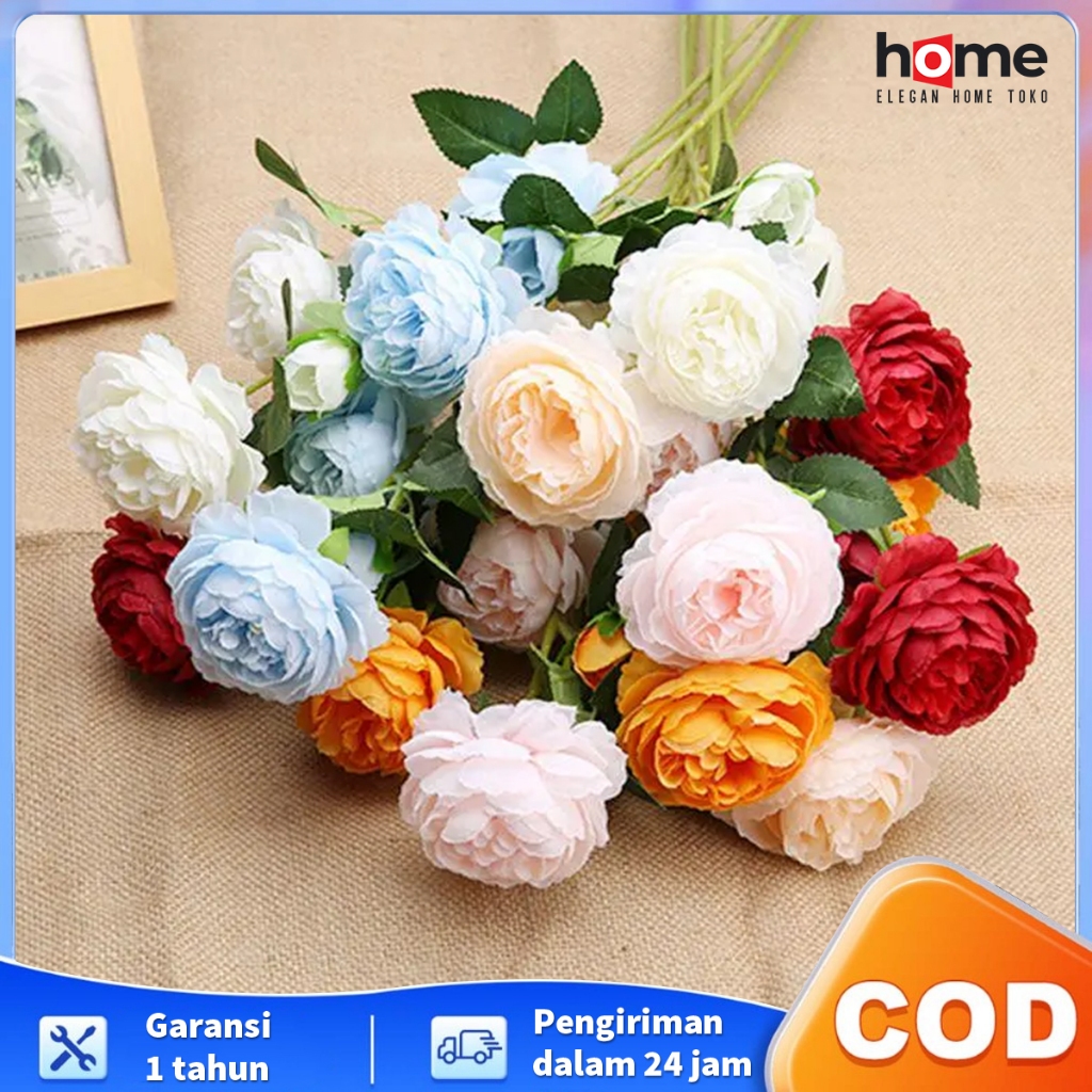 Jual Selamat Hari Raya Idul Fitri E.Home Bunga Peony Artificial 3 ...