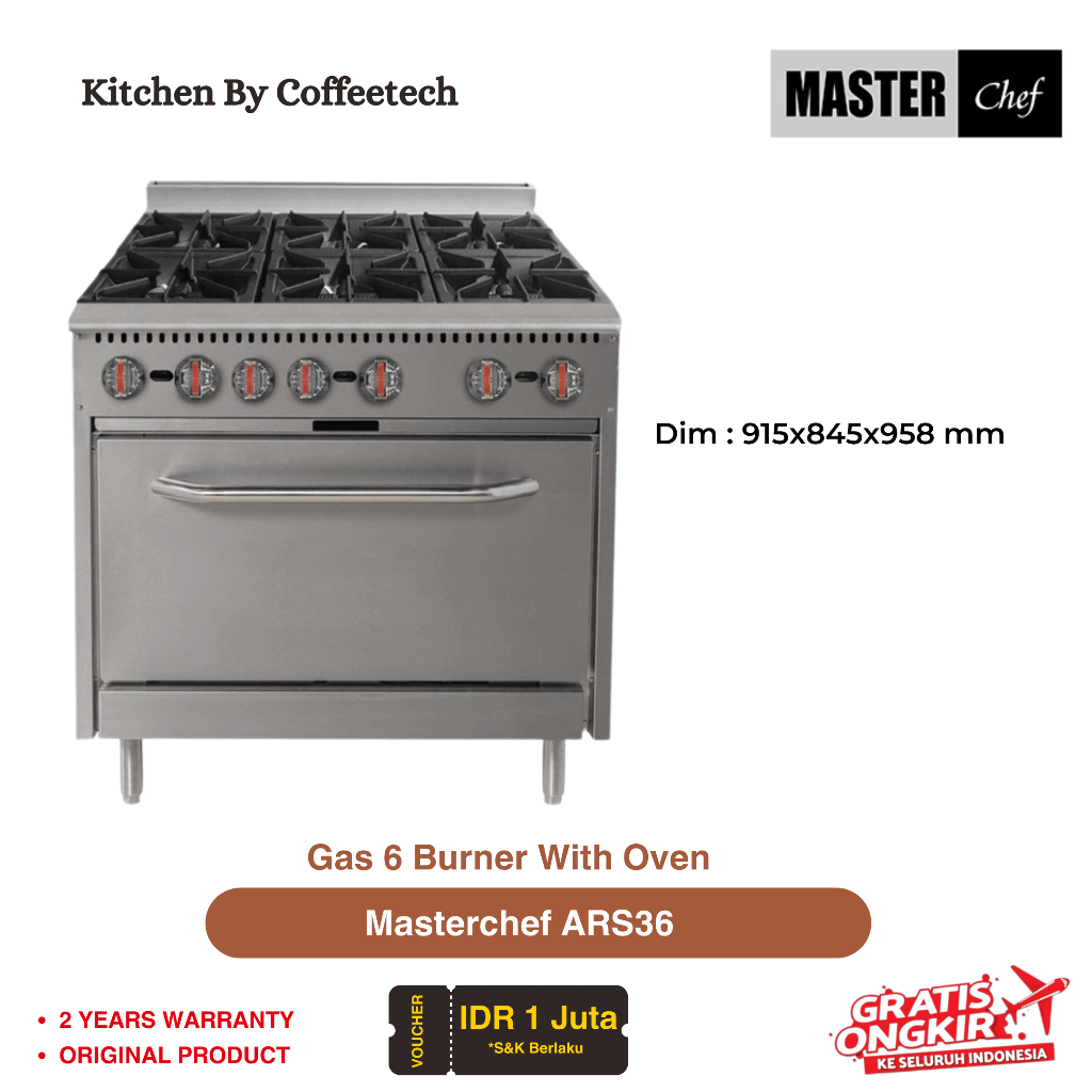 Jual Masterchef Gas 6 Burner with oven / Gas Kompor 6 Burner | Shopee ...