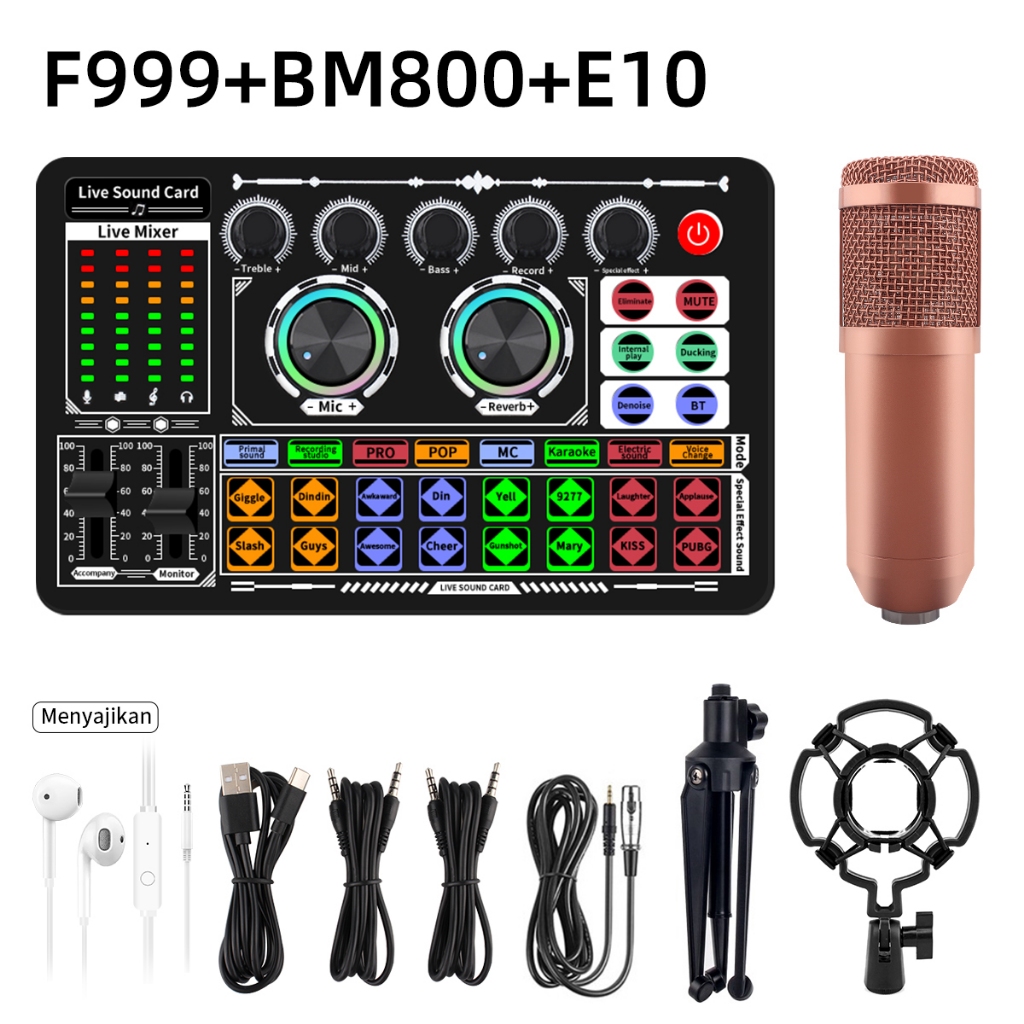 Jual Onered F999 Sound Card Mixer Bluetooth Audio USB External ...