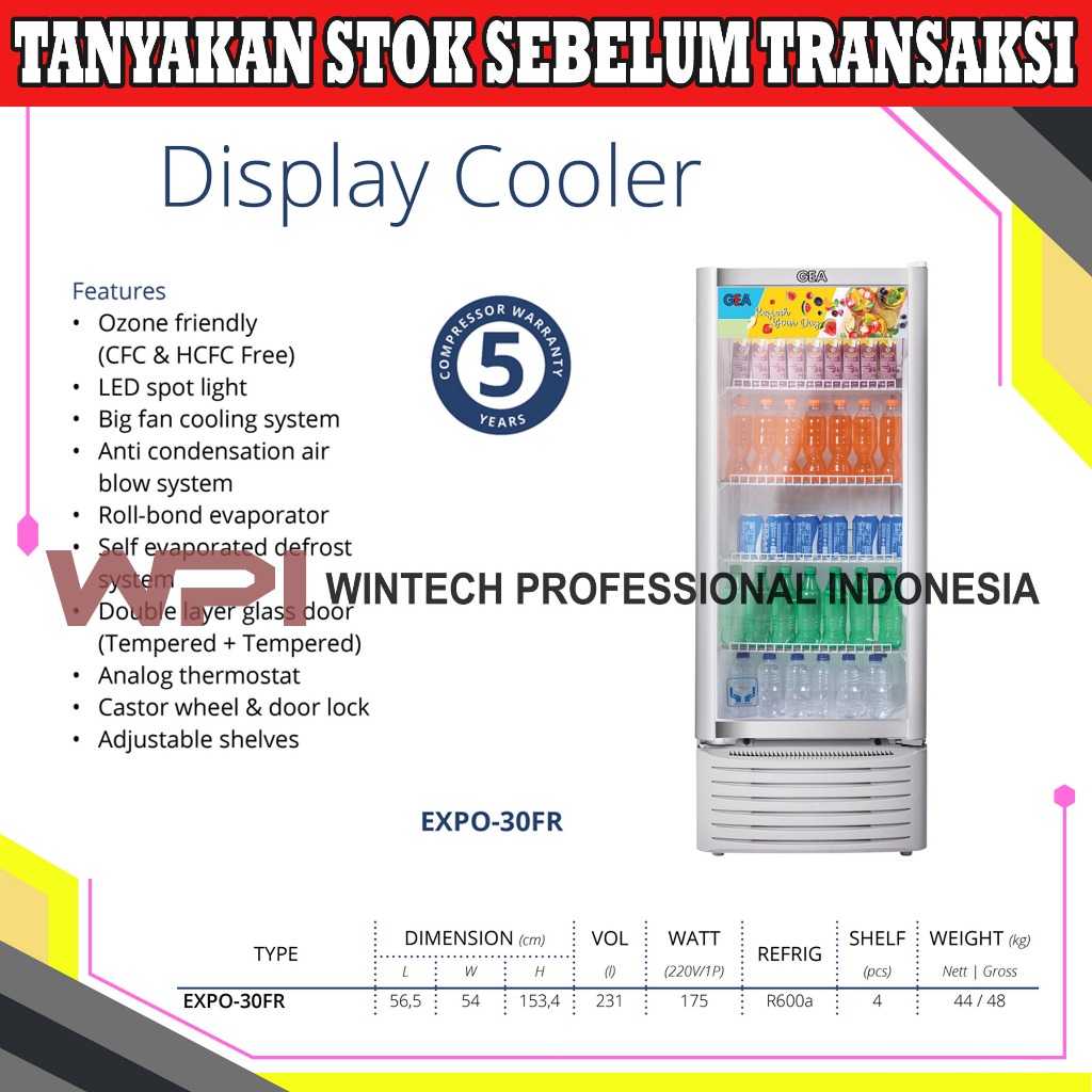 Jual Gea EXPO-30FR Showcase Chiller Lemari Display Pendingin - Kulkas ...