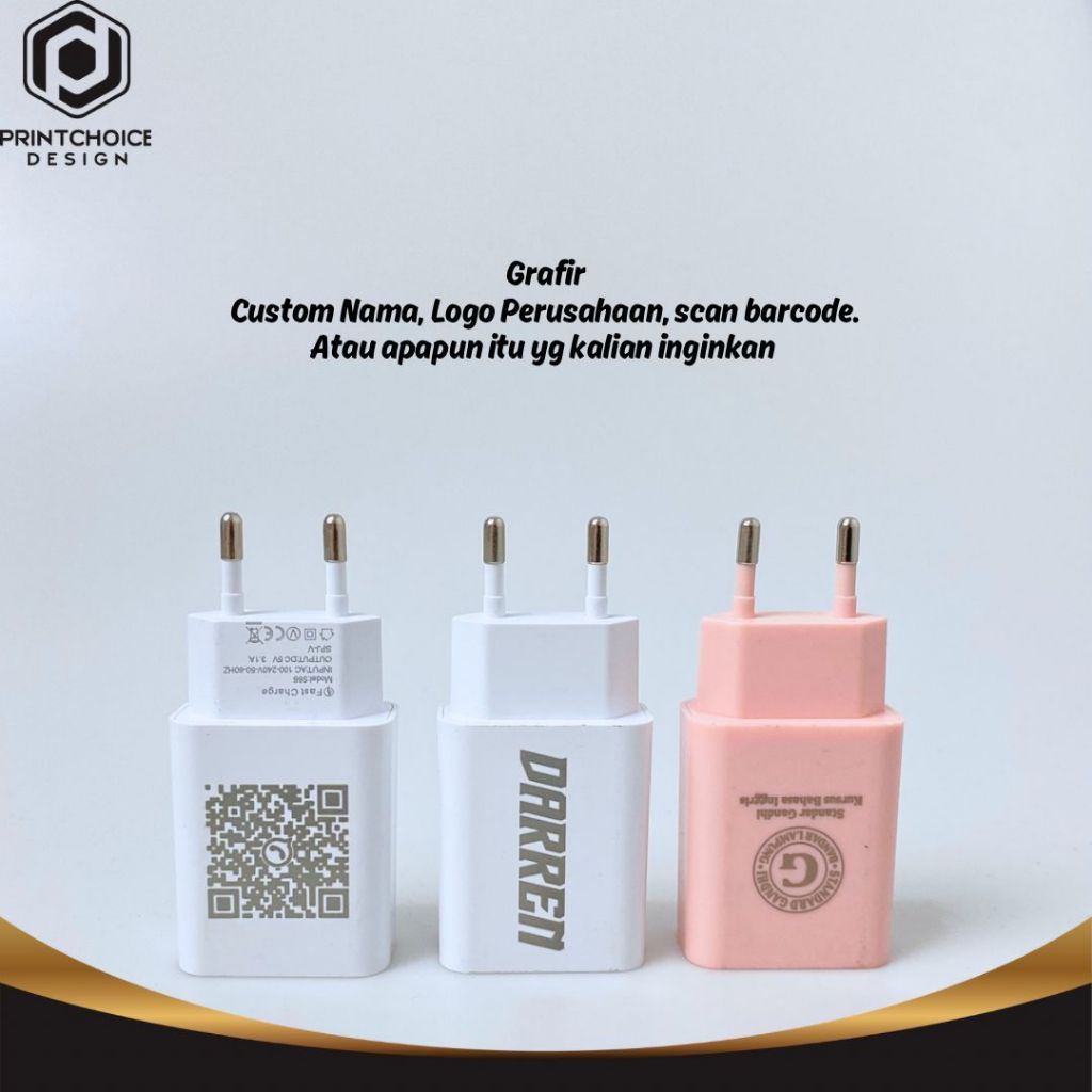 Jual Batok Adaptor Kepala Charger Custom Macaron Custom Grafir Print UV ...