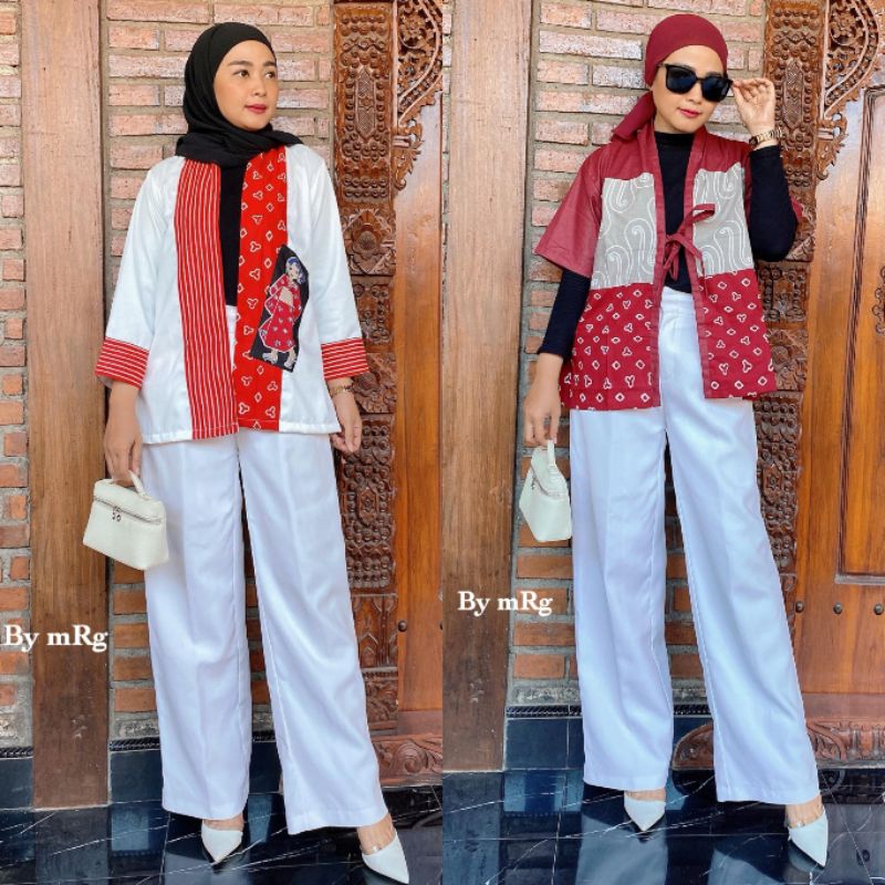 Jual Outer / Cardigan Batik Merah Putih 17 Agustus | Shopee Indonesia