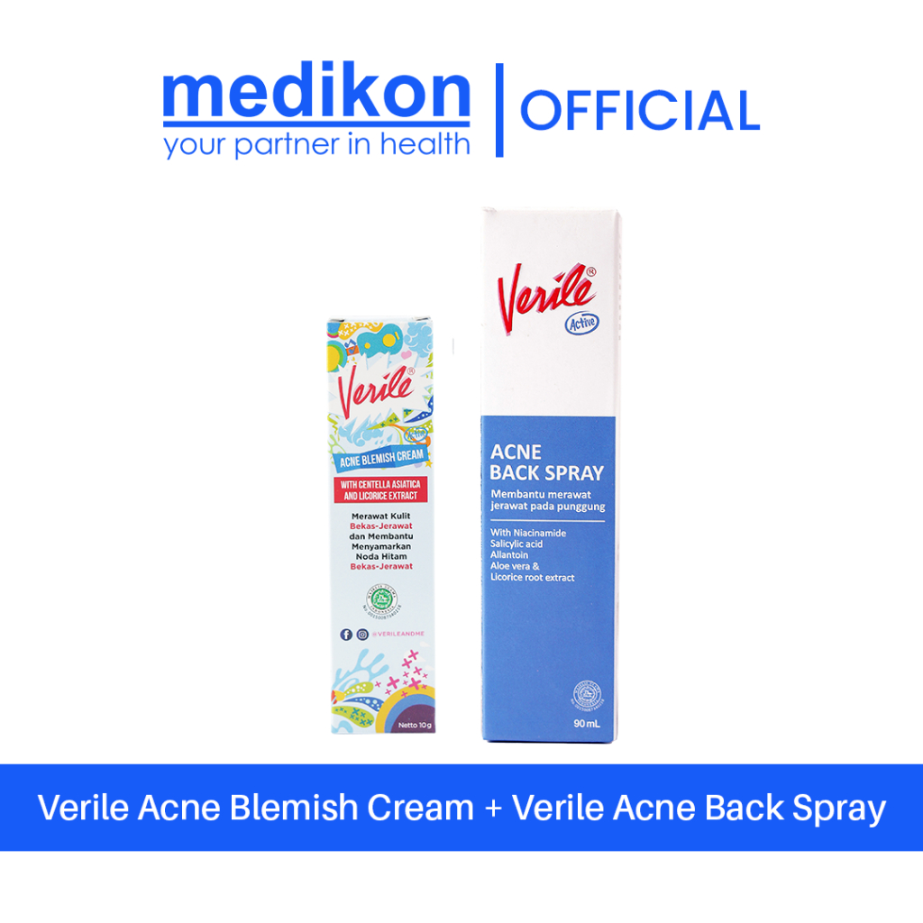 Jual Medikon Verile Blemish Cream 10gr + Medikon Verile Acne Back Spray ...