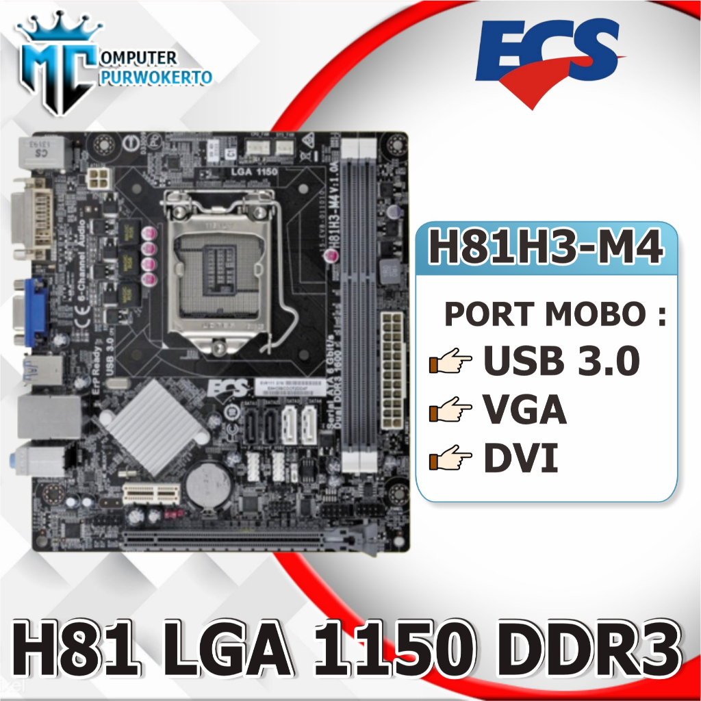 Jual Motherboard Mainboard Mobo Intel LGA 1150 H81 Ecs Ddr3 | Shopee ...