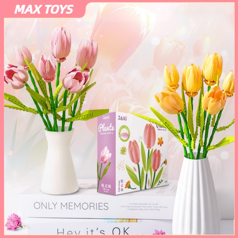 Jual MAX Balok Bangunan Bunga Tulip yang Bercahaya Brick Lampu Bunga ...