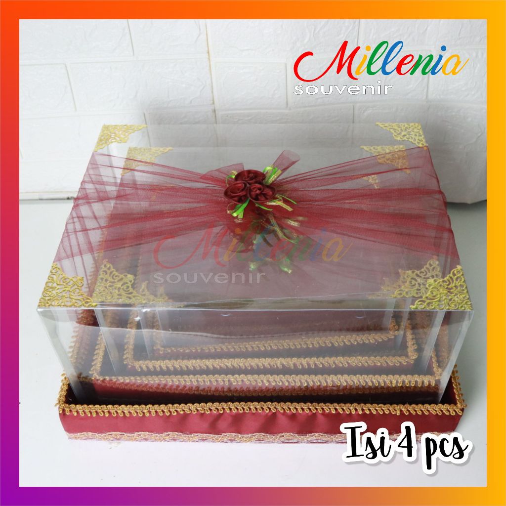 Jual Kotak Box Seserahan Pernikahan Lamaran Kado Model Tile Maroon ...