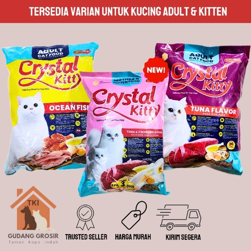 Jual Crystal Kitty Cat Food Makanan Kucing Kering Adult 800gr & Kitten ...