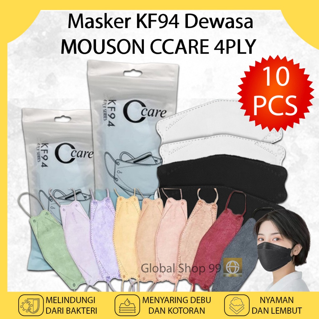 Jual Masker KF94 Ccare Hitam Putih isi 10pcs Mask KF 94 Original ...