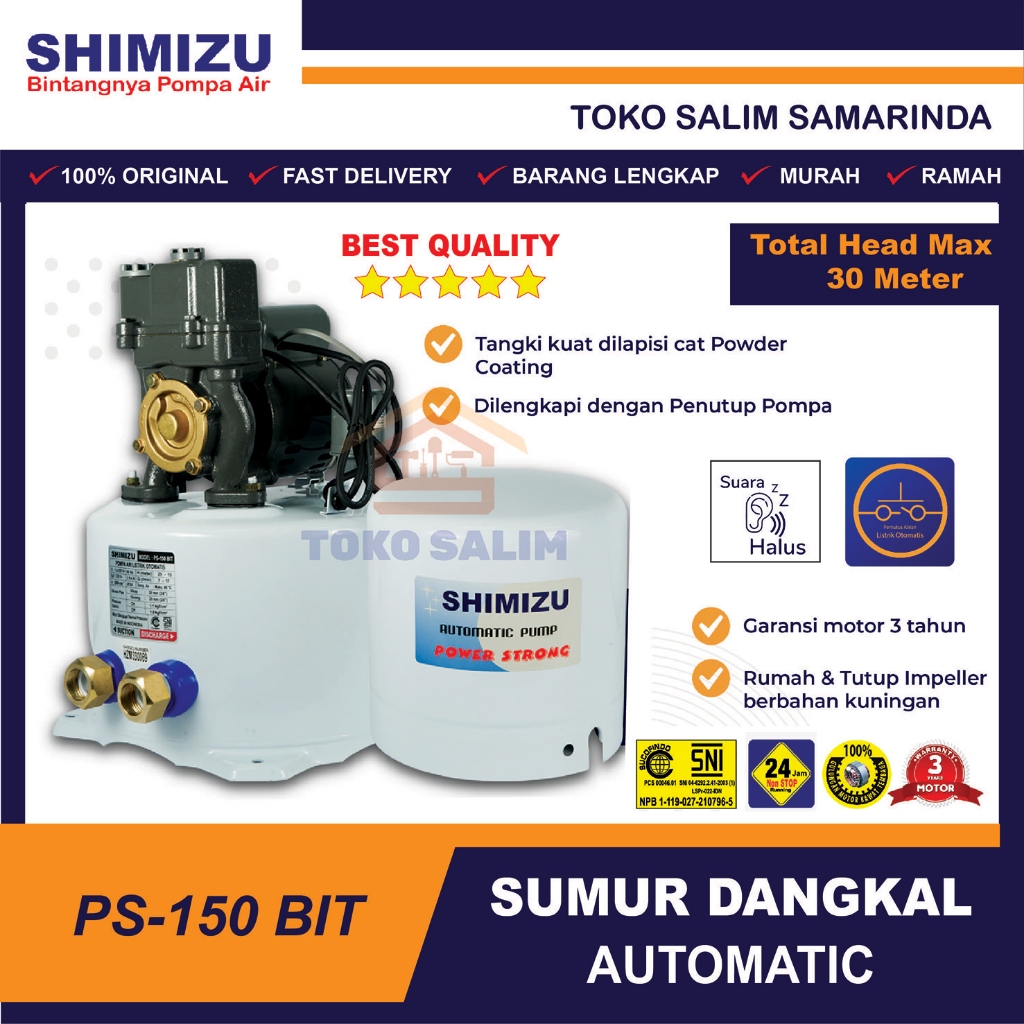 Jual Pompa Air Sumur Dangkal Otomatis Tabung Tangki SHIMIZU PS 150 BIT PS150 BIT | Shopee Indonesia