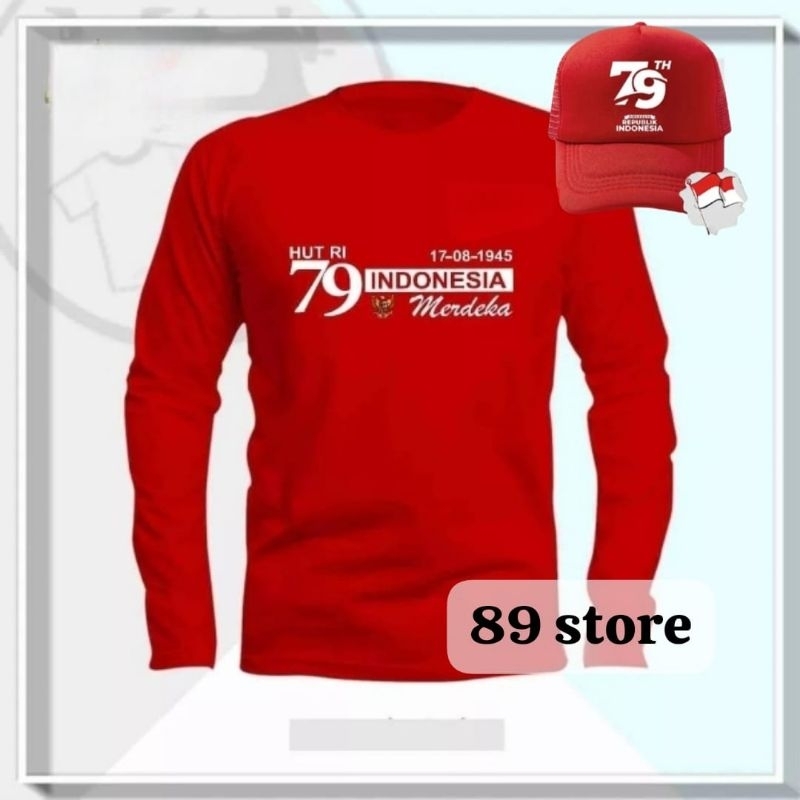 Jual KAOS LENGAN PANJANG HUT 79 RI - KAOS TERLARIS 17 AGUSTUS 1945 - 79 KEMERDEKAAN INDONESIA ...