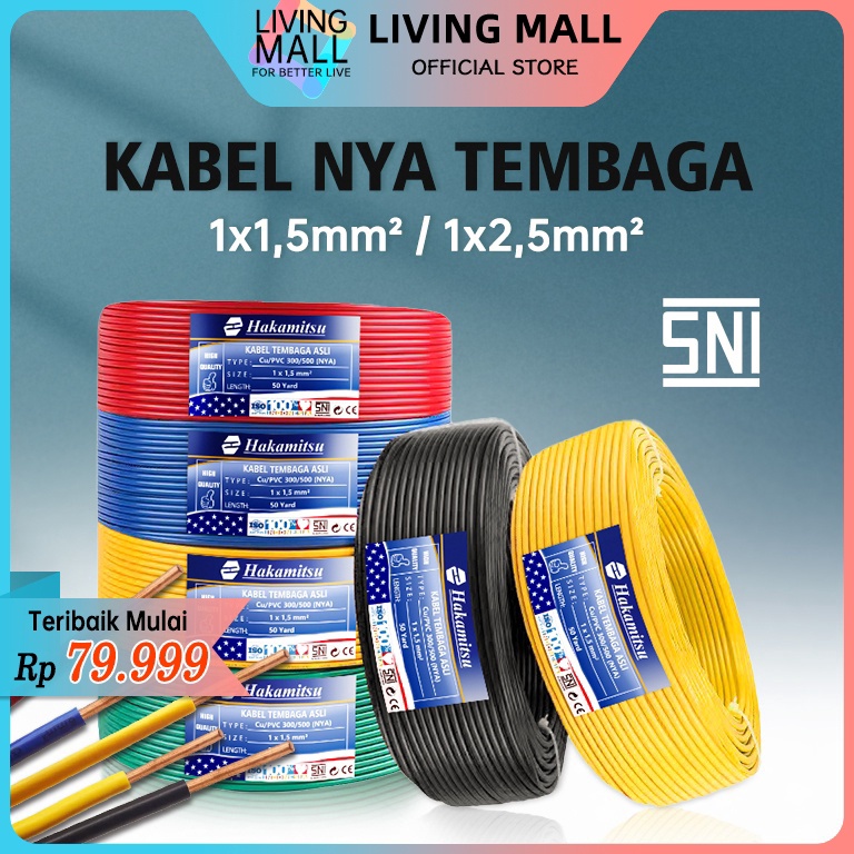 Jual KODE H38O Kabel Listrik NYA 1 x 15mm 25mm 5 Yard Full Kabel Kawat ...