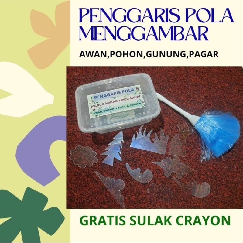Jual Penggaris Pola Mewarnai A4, 1 Set Isi 10 Pola 2 mm, Bonus Kuas ...
