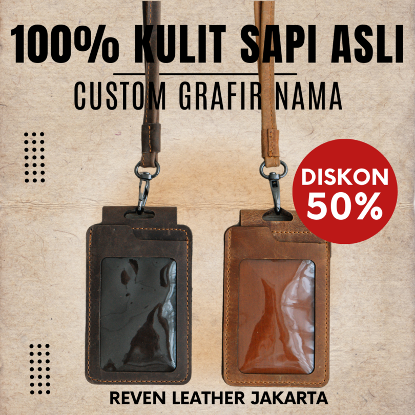 Jual Reven Leather Jakarta - Arca Gantungan Holder Leather ID Card Name ...