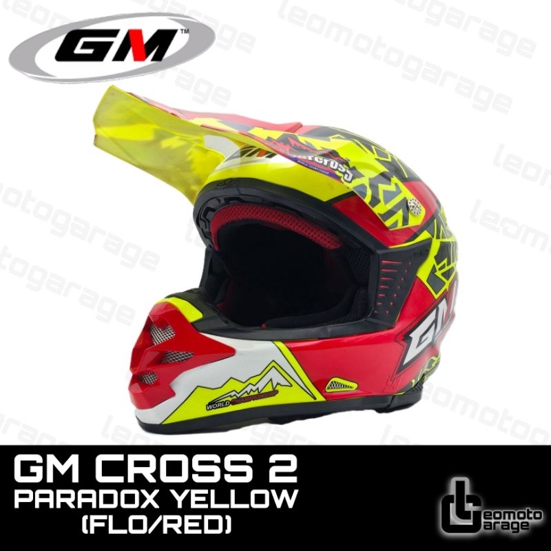 Jual HELM GM CROSS 2 PARADOX MOTOCROSS YELLOW (FLO/RED) | Shopee Indonesia