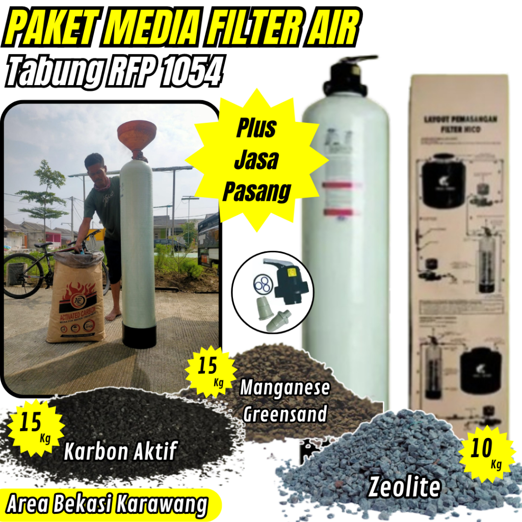 Jual Paket Tabung Filter Air FRP 1054'' Plus Isi Media Untuk ...