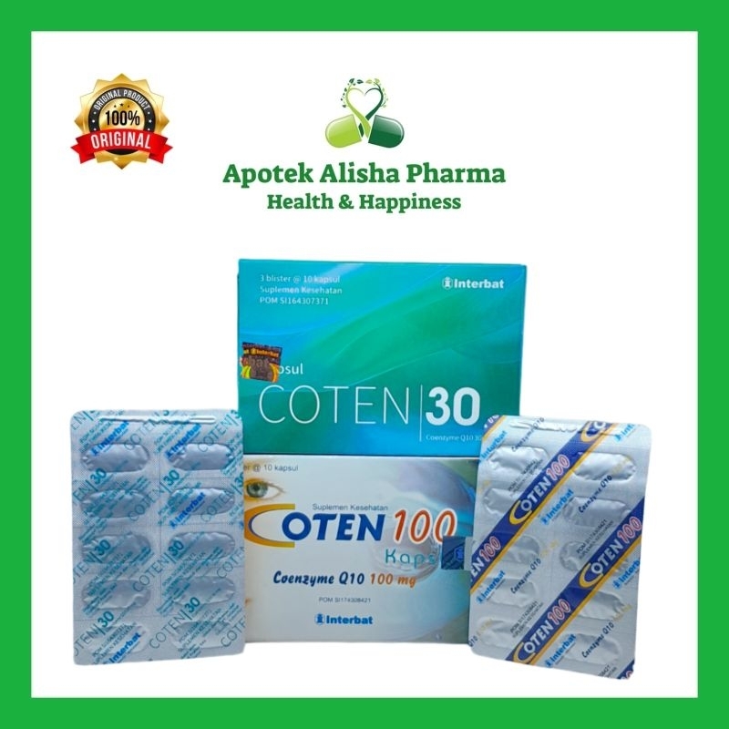 Jual Coten 100mg dan 30mg Kapsul Box isi 30 & Strip isi 10 Coenzym Q10 Suplemen Kesehatan ...