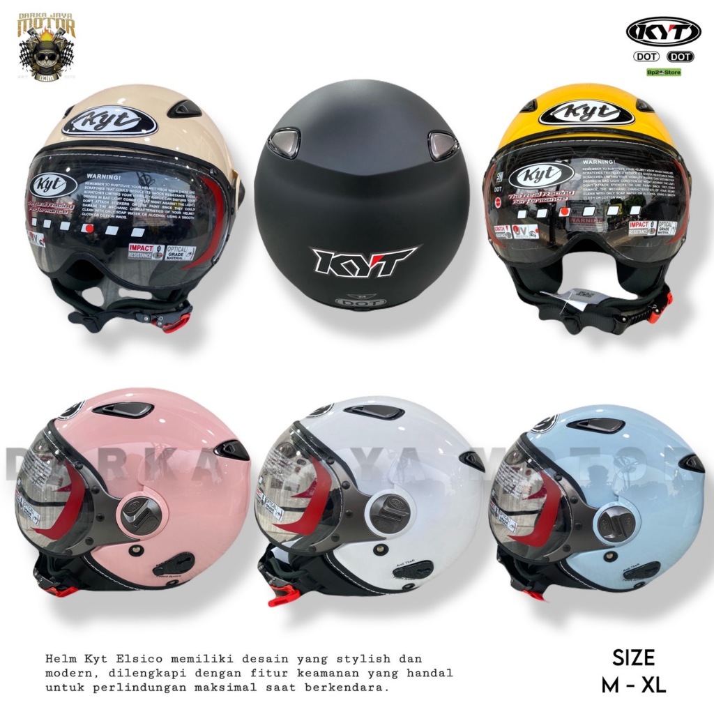 Jual HELM KYT ELSICO SOLID ALL WARNA - HELM RETRO HALF FACE | Shopee Indonesia