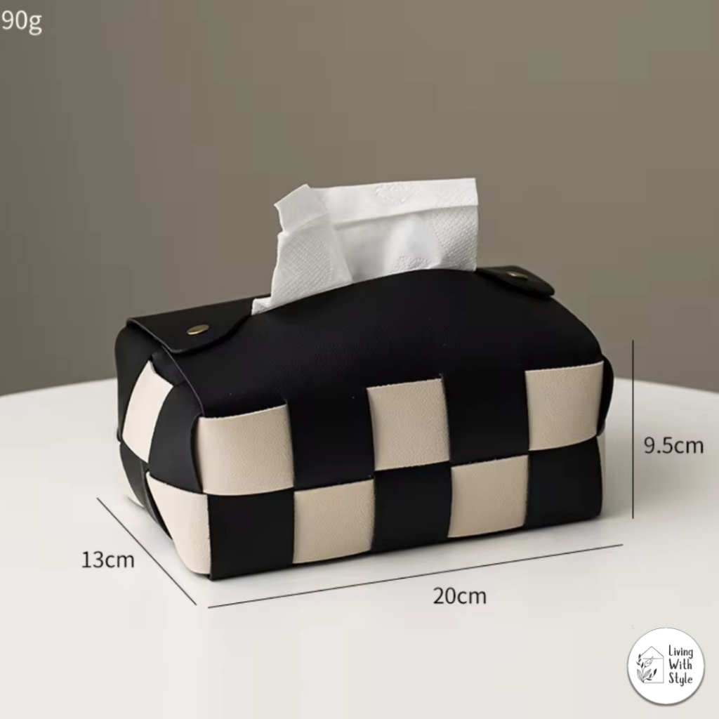 Jual Living With Style - Checkered Style Leather Tissue Case / Tempat ...