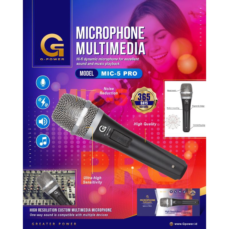 Jual MIC SINGLE MULTIMEDIA MERK G-POWER MODEL MIC-5PRO MIC MULTIMEDIA ...