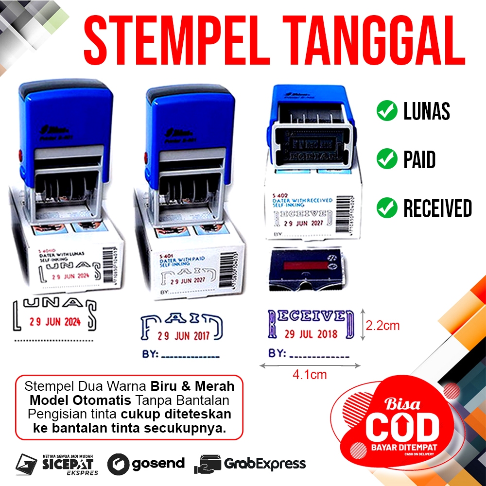 Jual Stempel Lunas, Paid, Received, Stempel Tanggal Otomatis, Stempel ...