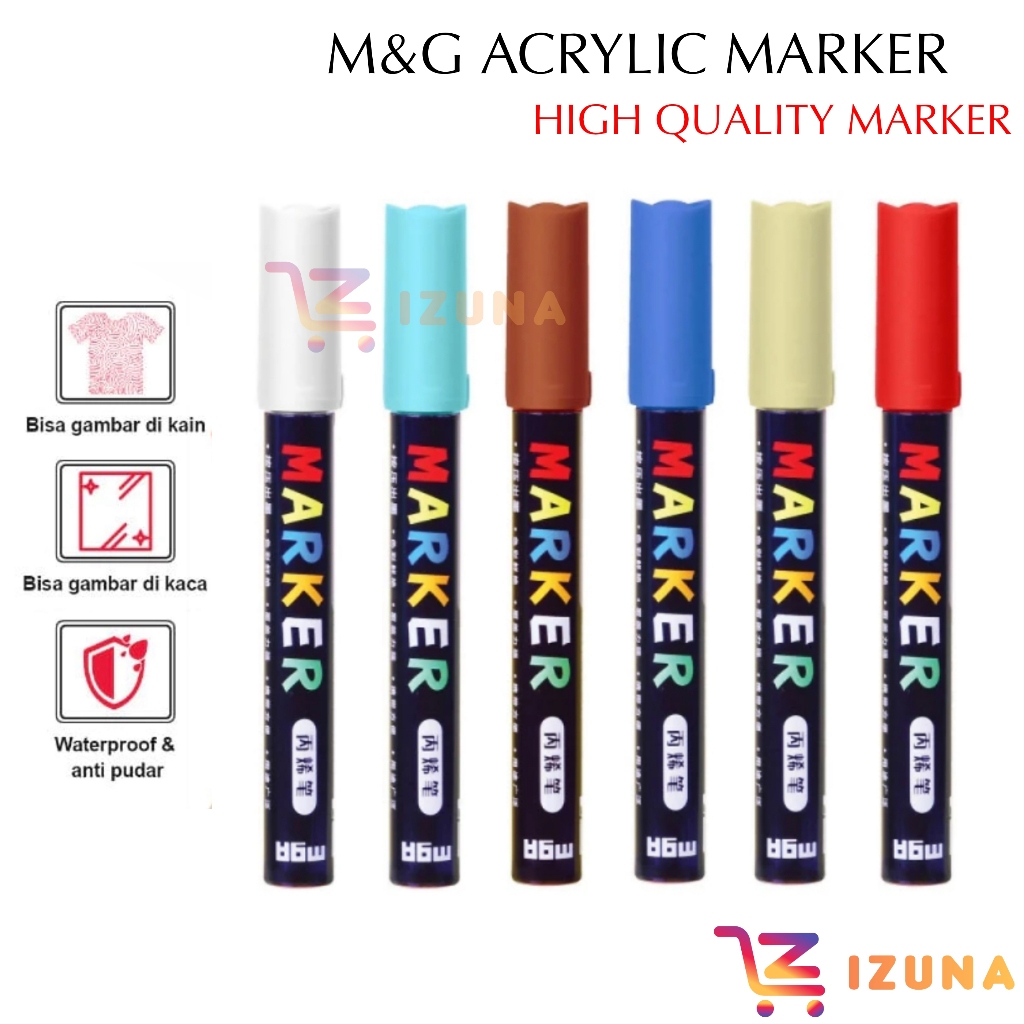 Jual IZ - ATK010 M&G ACRYLIC MARKER PEN / SPIDOL WARNA WARNI / SPIDOL ...