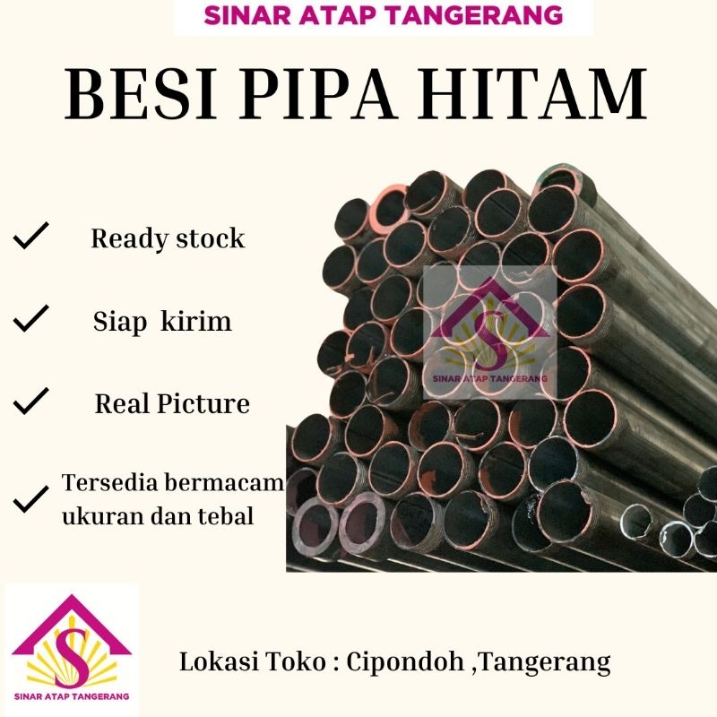 Jual Pipa Hitam 1/2" Tebal 1.2 mm Panjang 6 Meter | Shopee Indonesia