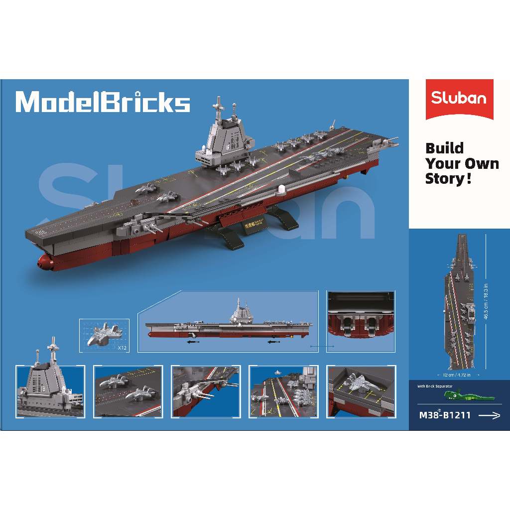Jual Sluban - Mainan Balok Susun Kapal Perang Model Bricks Aircraft Carrier Fujian M38-B1211 ...