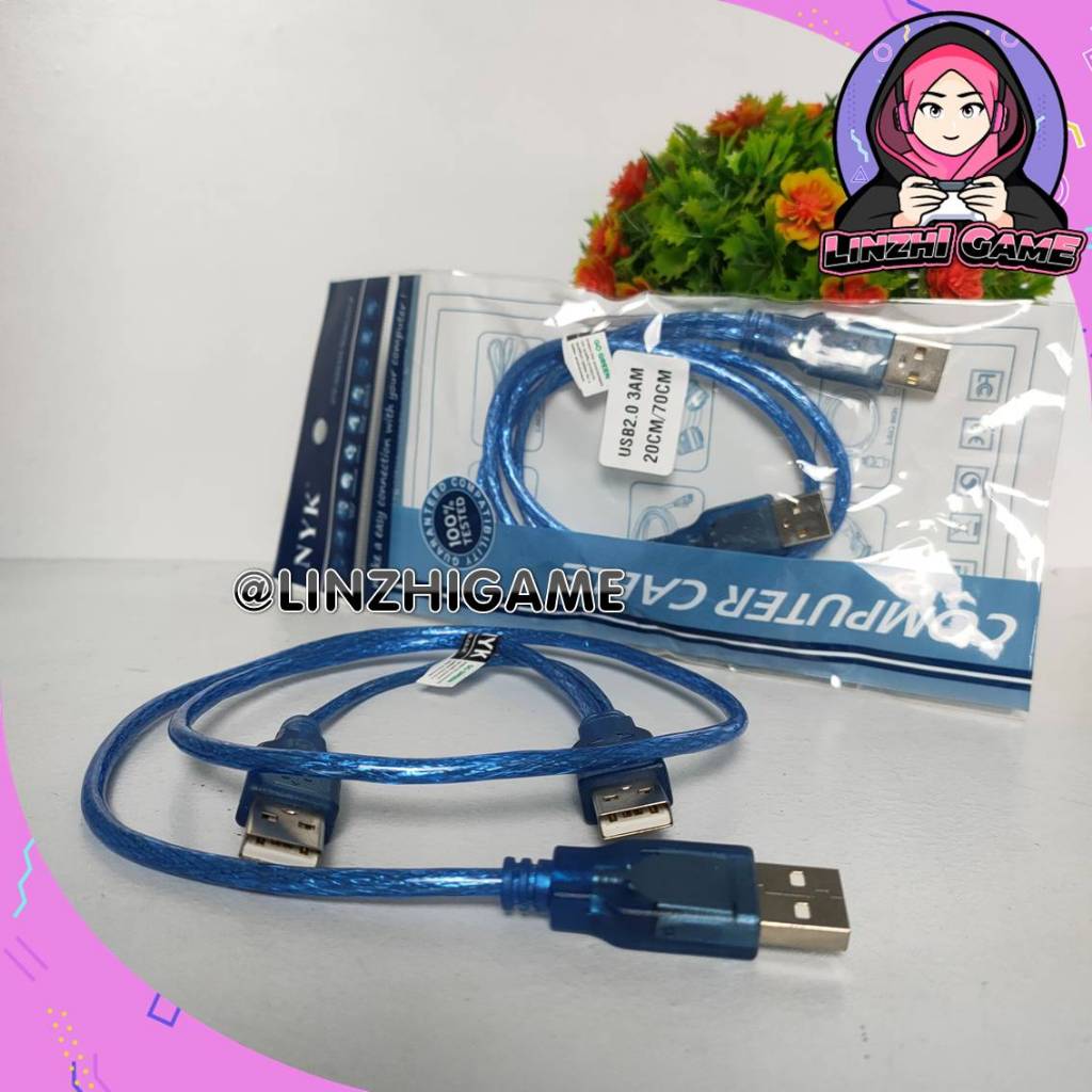 Jual KABEL CABLE USB TO USB A CABANG NYK BIRU PANJANG 20/70CM | Shopee ...