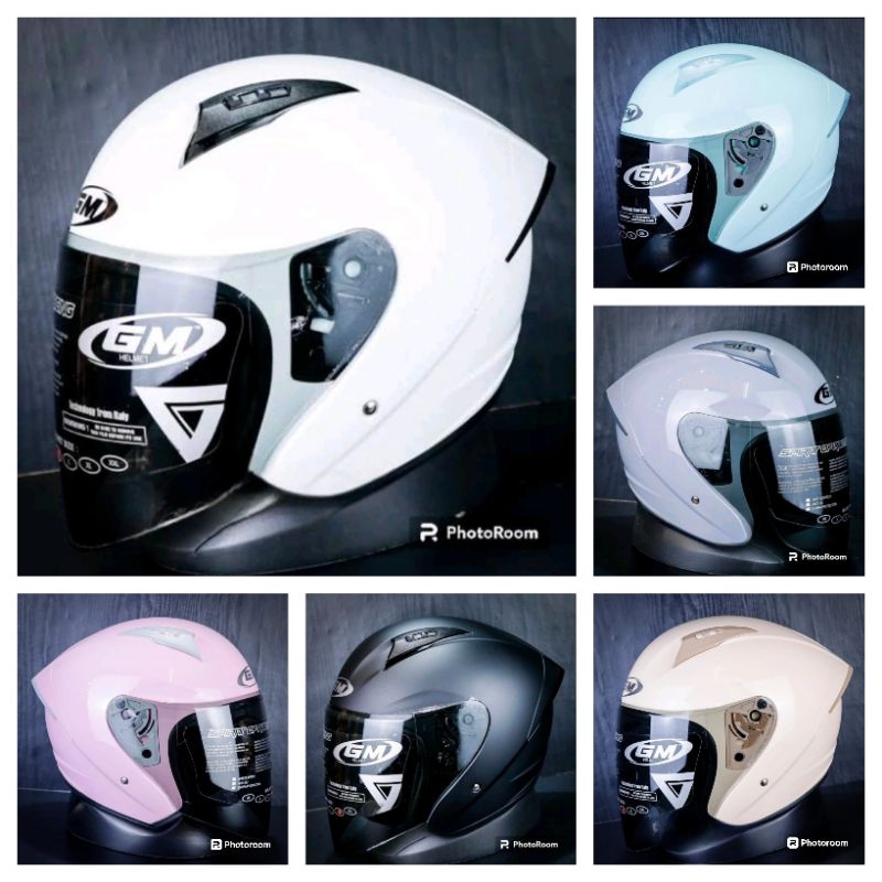 Jual HELM GM G1 SOLID ORIGINAL 100% / VISOR LIGHT SMOKE HALF FACE ...