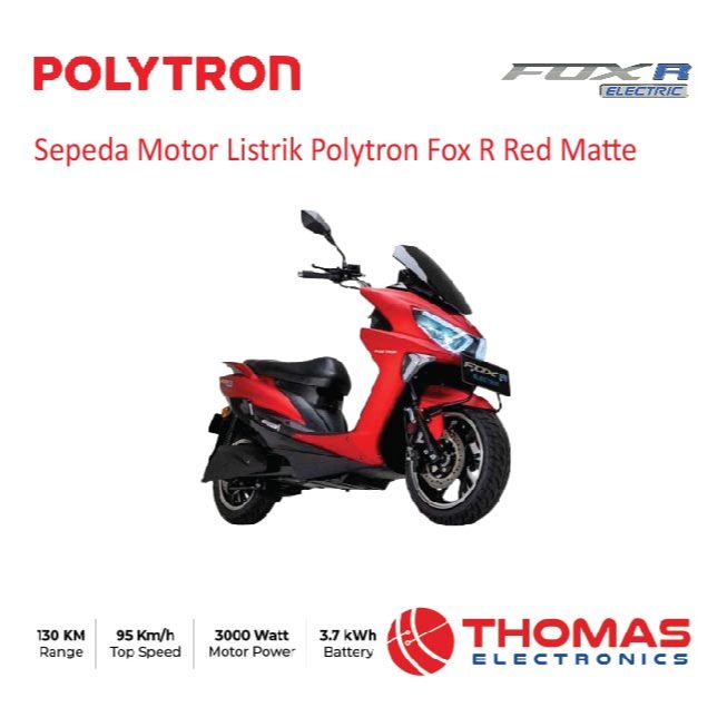 Jual SUBSIDI Sepeda Motor Listrik Polytron Fox R Crimson Red Garansi ...