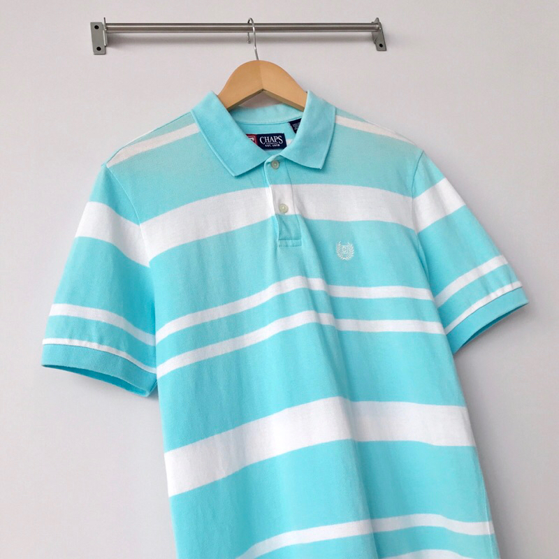 Jual Polo Shirt CHAPS By RALPH LAUREN Original Motif Vintage Stripe Garis Salur Biru Putih Kaos ...