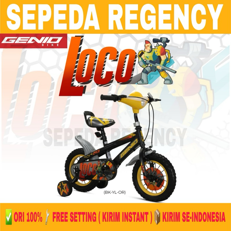 Jual Sepeda Anak Laki BMX GENIO LOCO New 2024 By UNITED BIKE Ukuran 12 16 18 Inch Usia 2-8 Tahun ...