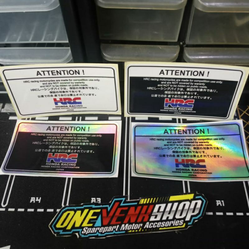 Jual STICKER ATTENTION HUGGER AIRBLADE HRC PRINCUT HONDA RACING TEAM ...