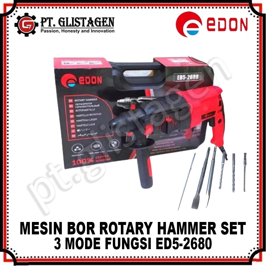 Jual EDON ED5 2680 Mesin Bor Rotary Hammer 3 Mode Bobok Beton Besi Kayu Tembok ED - 2680 ...