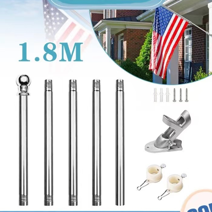 Jual Set 1.8M Tiang Bendera Dinding Baja Tahan Karat + Flagpole Bracket ...