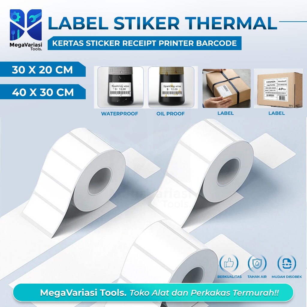 Jual Label Thermal Kertas Thermal 40x30 mm & 30X20 mm (1 LINE) Kertas Sticker Thermal 40 x 30 mm ...
