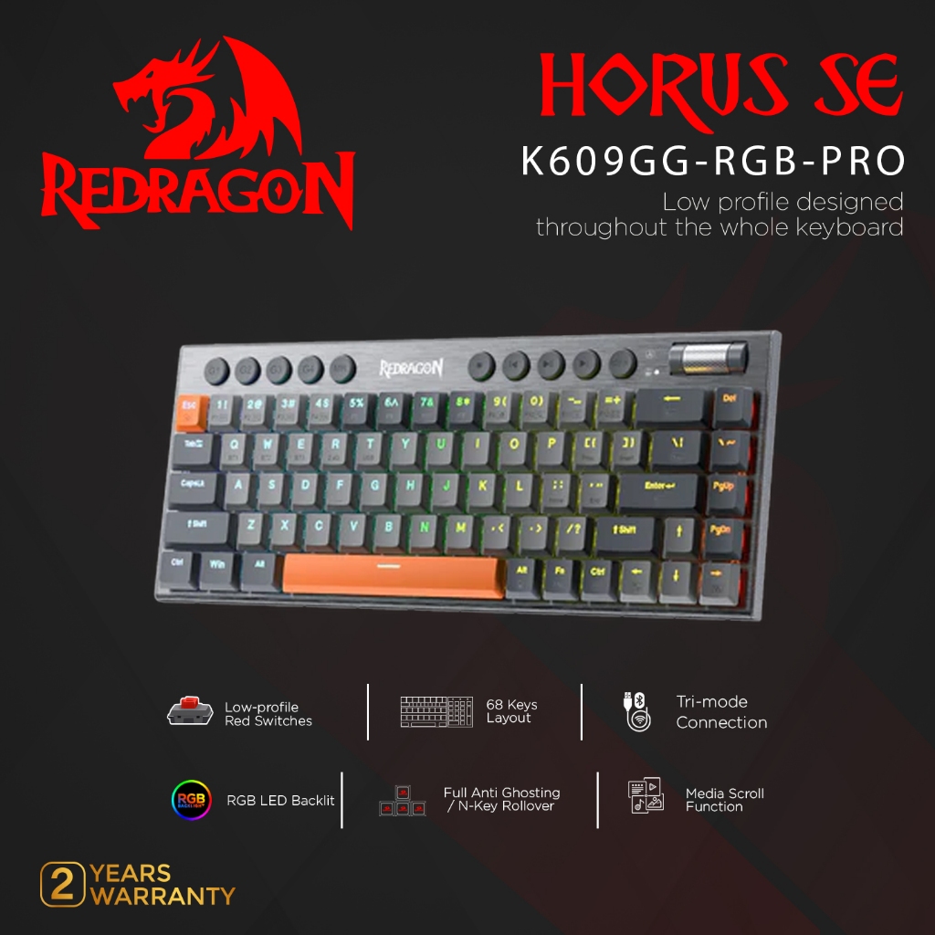 Jual REDRAGON Triple Mode Mechanical Gaming Keyboard Ultra Low Profile ...
