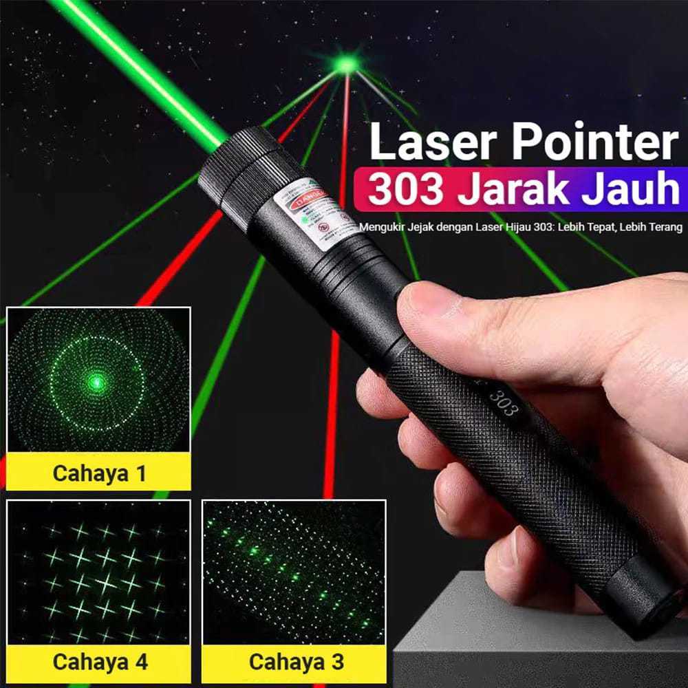 Jual [ COD ] Laser Pointer 303 Jarak Jauh / Green Laser Pointer 303 USB ...