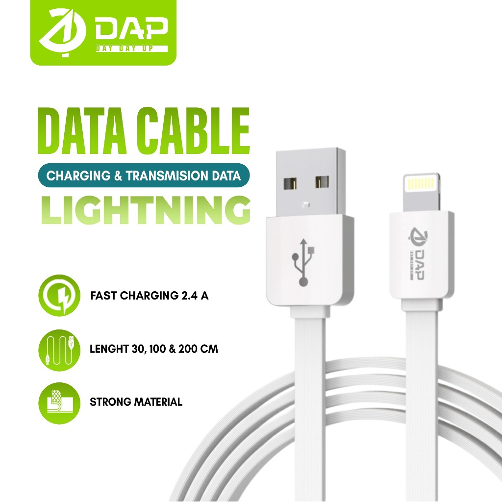 Jual DAP Kabel Data Lightning 30/100/200cm Fast Charging 2.4A Garansi ...