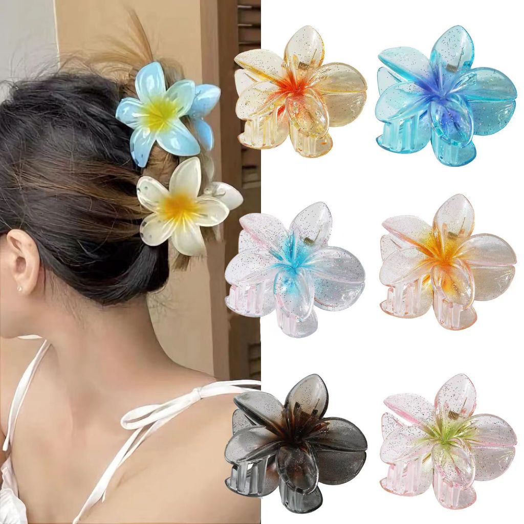 Jual PREMIUMJepit Rambut Plumeria Glitter Bunga Kamboja Ukuran 8cm ...