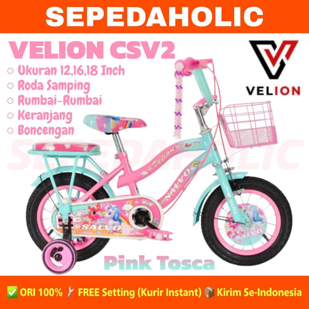Jual Sepeda Anak Perempuan MINI COLLINS C4 / VELION CSV2 / ROLET GLOWING Ukuran 12 Inch ...