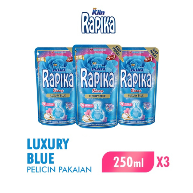 Jual Rapika Biang Pewangi & Pelicin Luxury Blue 250ml x 3 pcs | Shopee ...