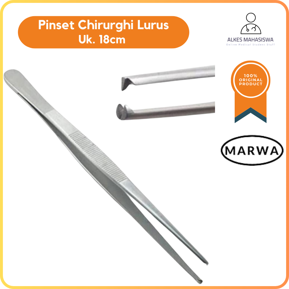 Jual Pinset Chirurgi Chirurgis Stainless Steel/Tissue Forceps 18cm ...
