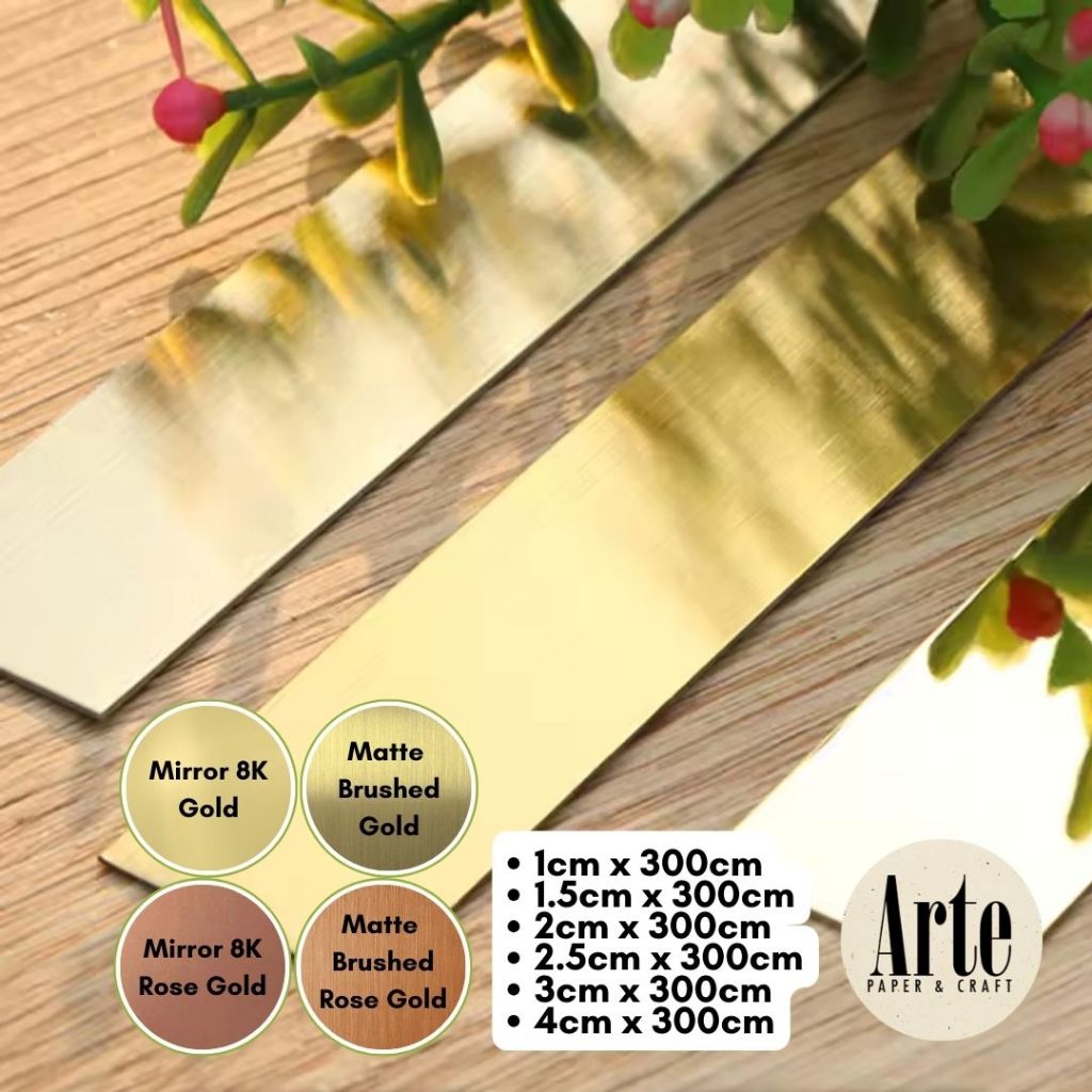 Jual 3M 8K Mirror / Matte Plat Strip Gold Stainless Steel 201, Dekorasi ...