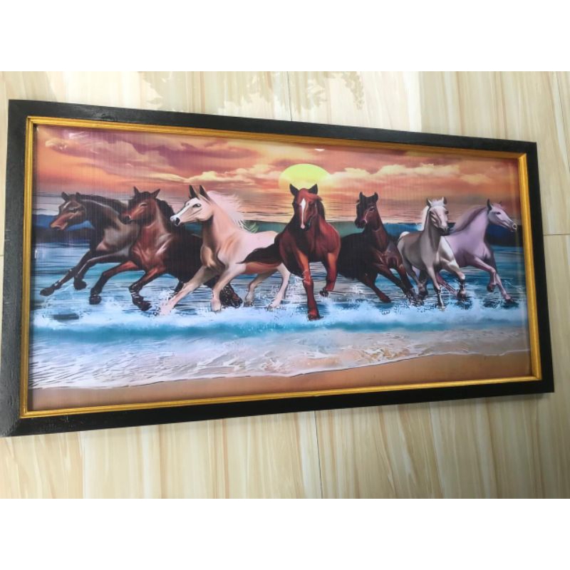 Jual hiasan dinding plus bingkai gambar kuda 7 ukuran 100x50cm | Shopee ...