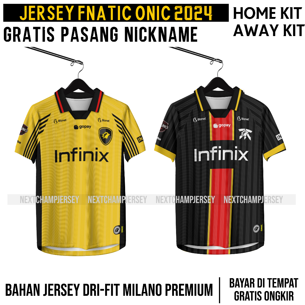 Jual Jersey Fnatic Onic 2024 Premium Terbaru Gratis Pasang Nickname ...